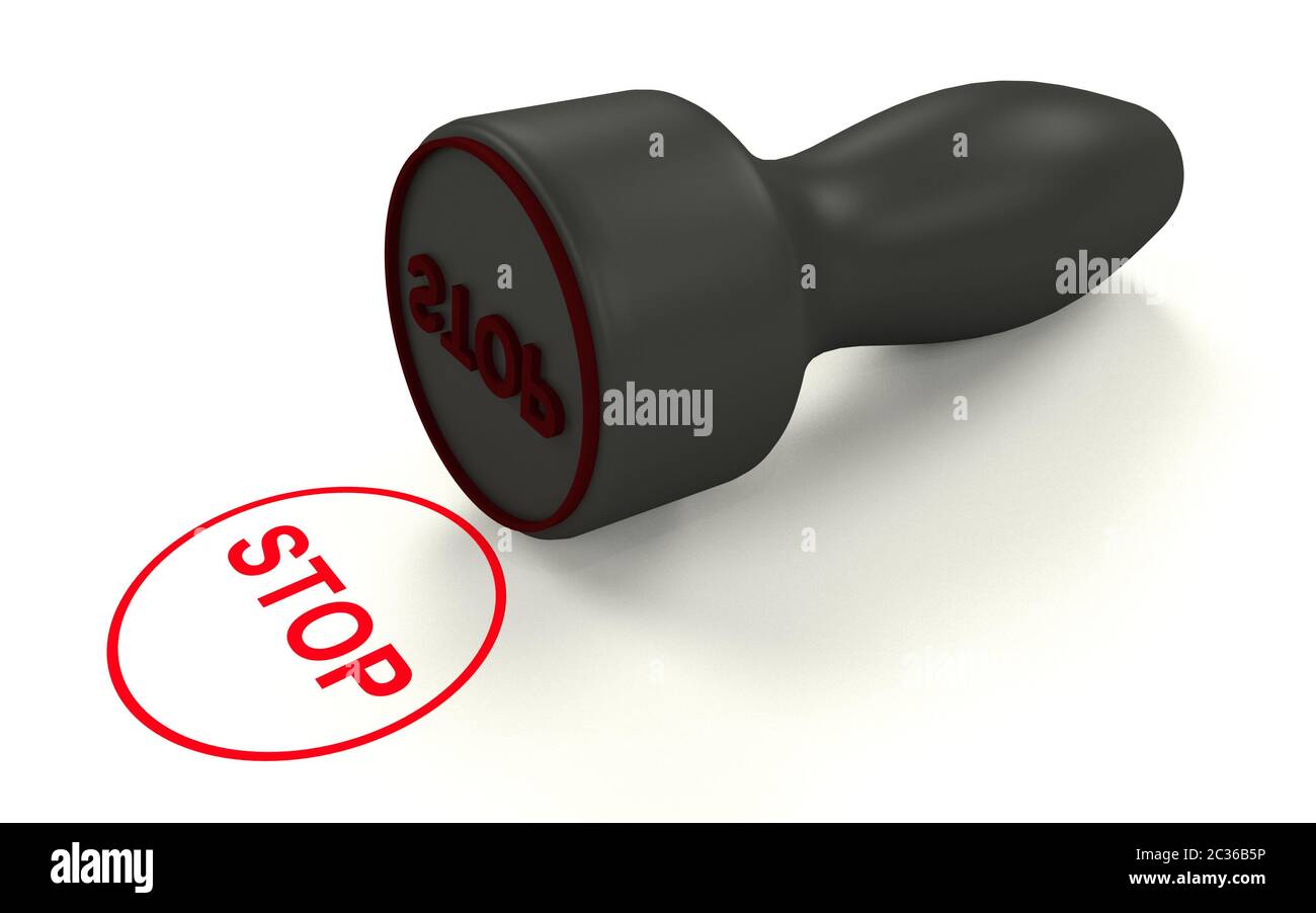 Stop stamp on the white background. 3D rendering Stock Photo - Alamy
