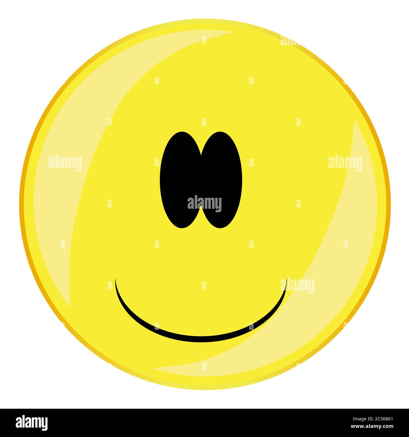A silly stupid happy smile face button isolated on a white background ...