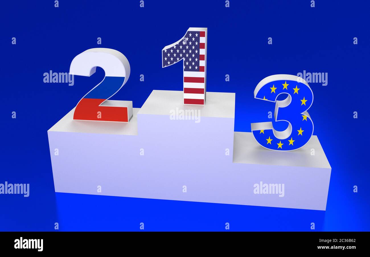 Award platform with numbers and flags. 3D rendering Stock Photo - Alamy