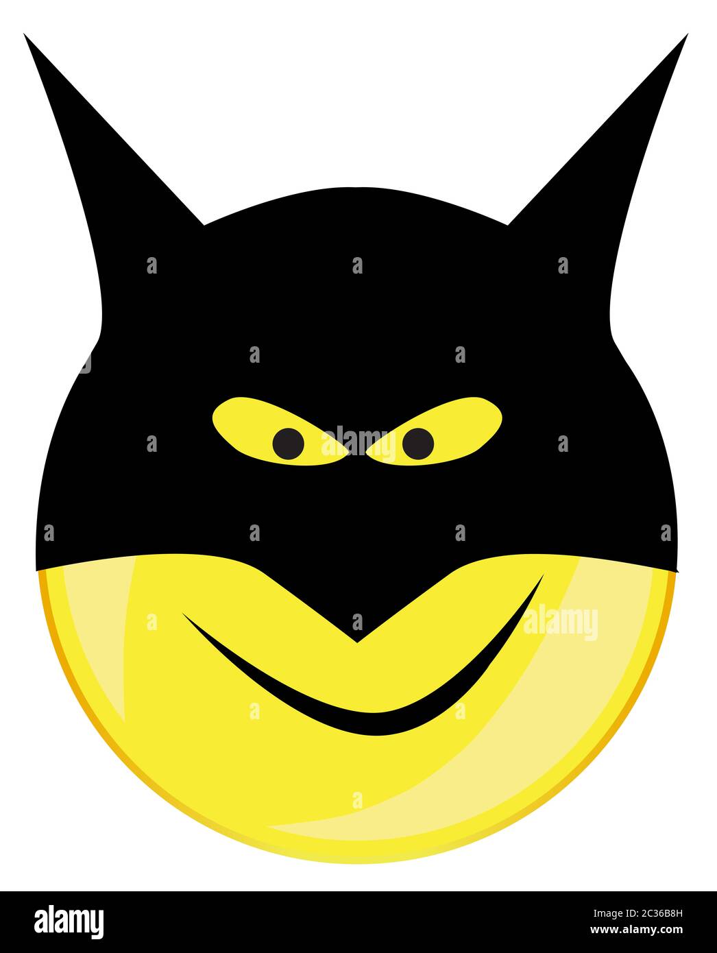 A super hero smile face button isolated on a white background Stock ...