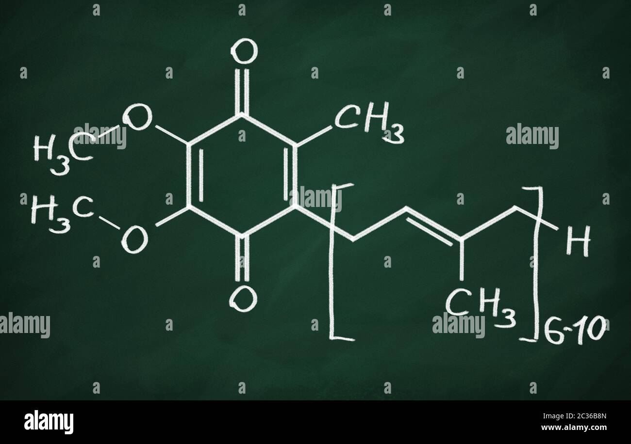 Structural model of Coenzyme Q10 on the blackboard Stock Photo - Alamy