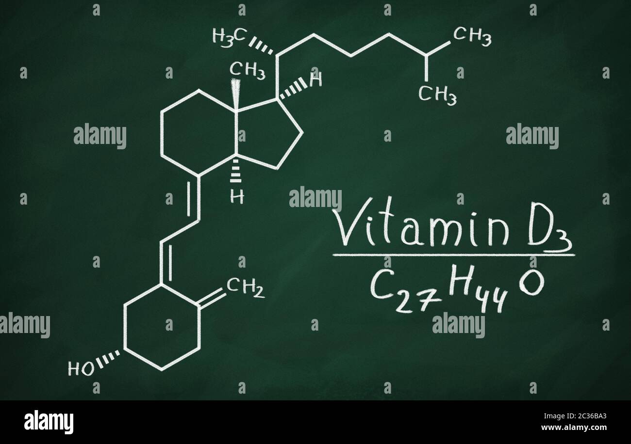 Structural model of Vitamin D3 molecule on the blackboard Stock Photo ...