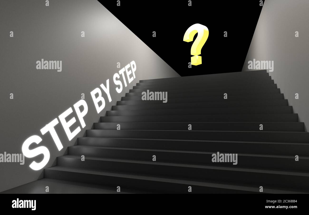 Step by step to success or not. 3D rendering Stock Photo - Alamy