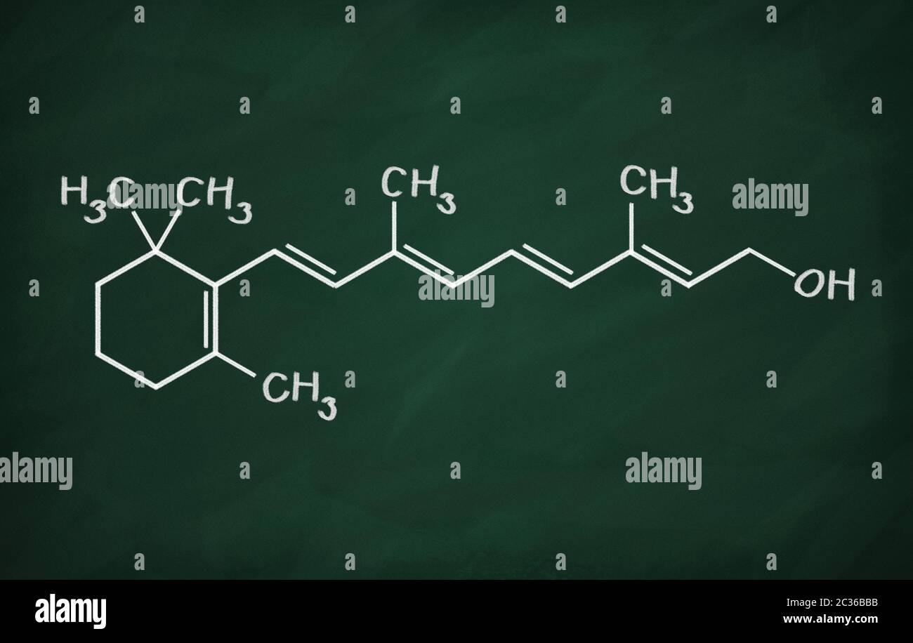 Structural model of Vitamin A1 (retinol) on the blackboard Stock Photo ...