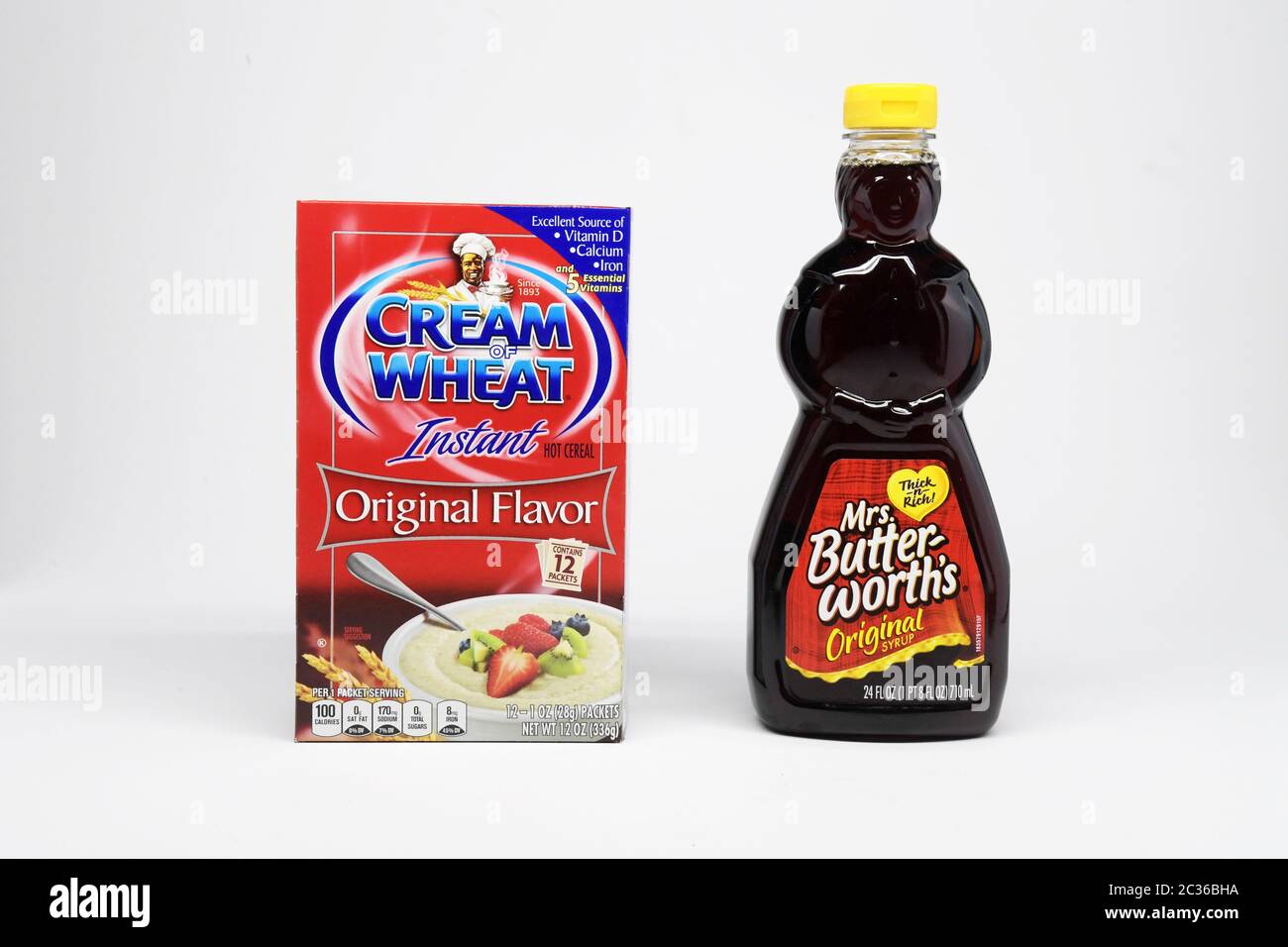 Cream of Wheat original 12 oz. box (let) and Mrs. Butterworth's ...