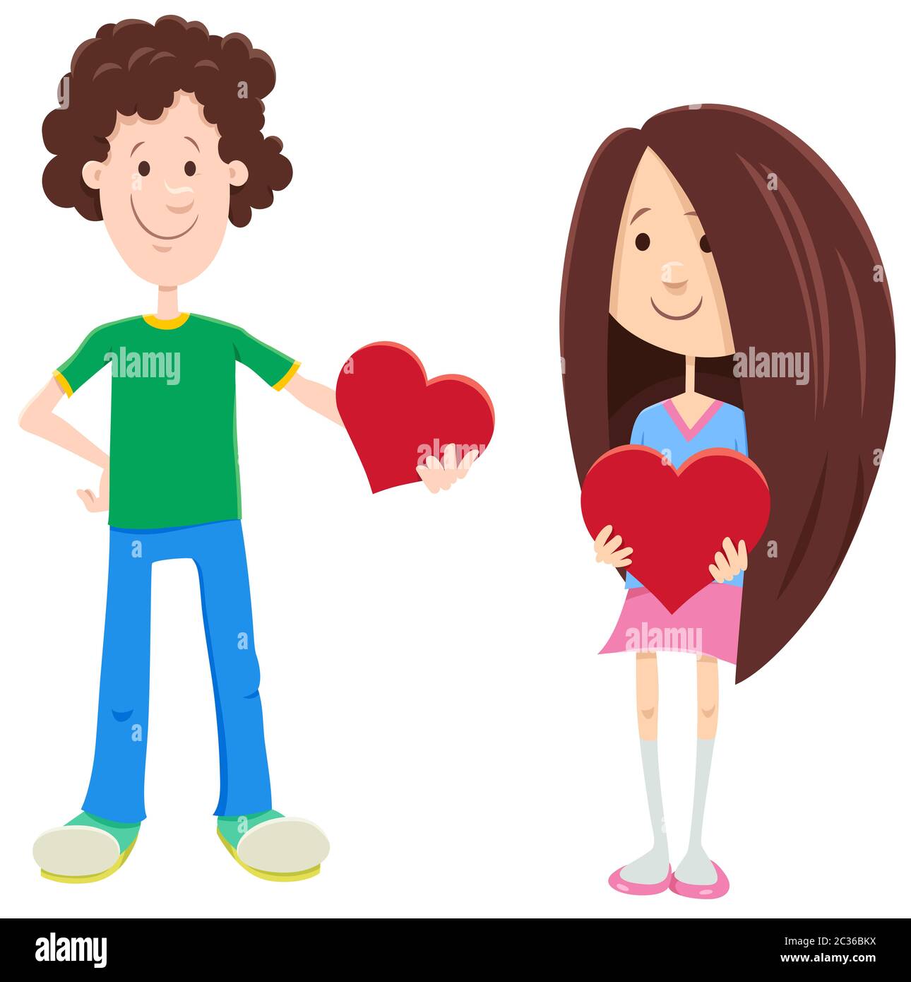 valentine card with girl and boy in love Stock Photo - Alamy