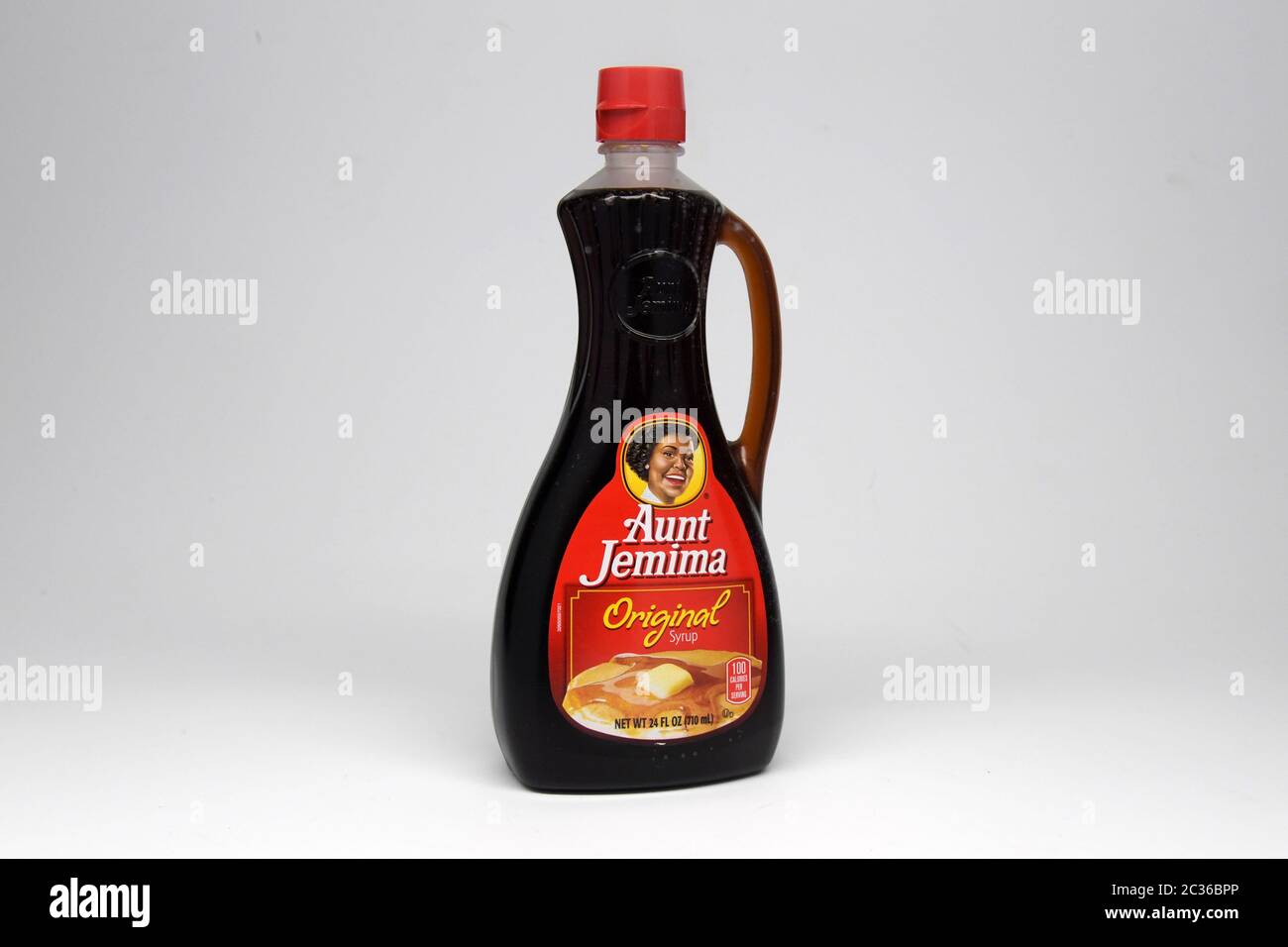 Detailed view of Aunt Jemima original syrup 24 oz bottle, Wednesday ...