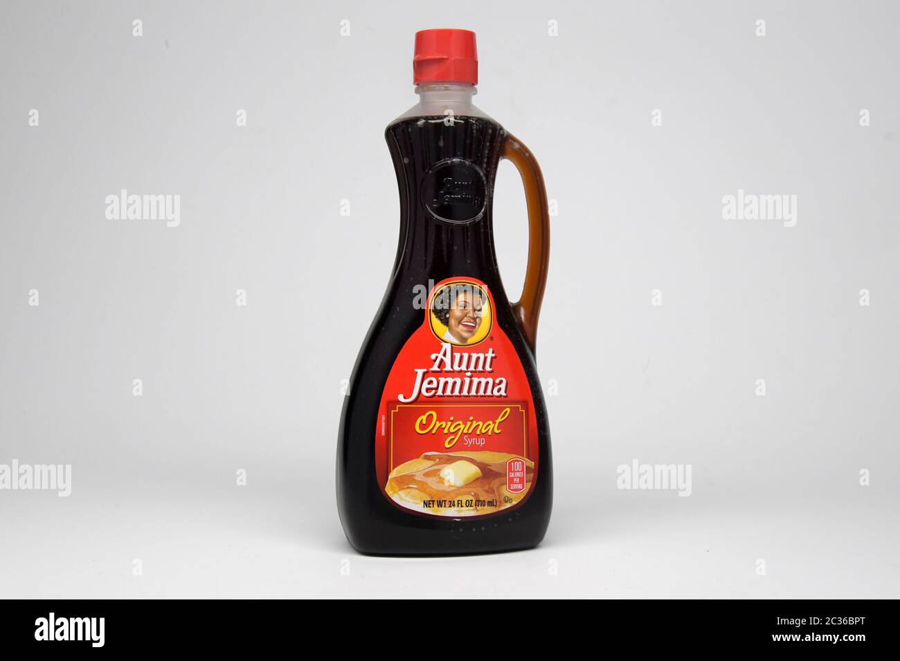 Detailed view of Aunt Jemima original syrup 24 oz bottle, Wednesday ...
