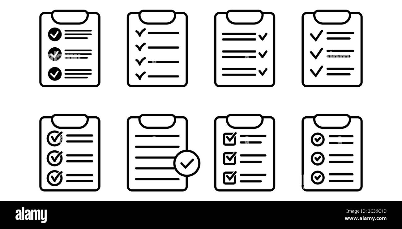 Set of clipboard with checklist icons, symbol for web site and app ...