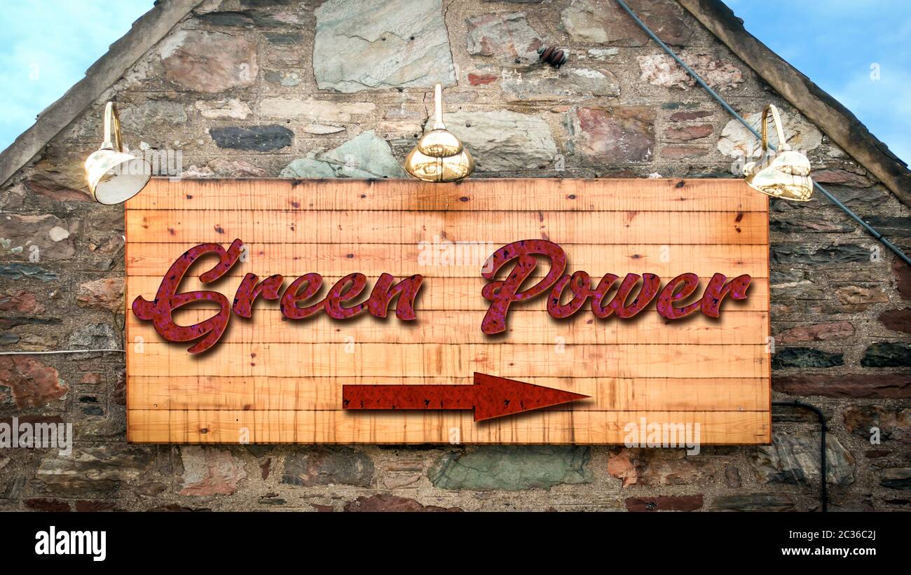 Street Sign to Green Power Stock Photo - Alamy