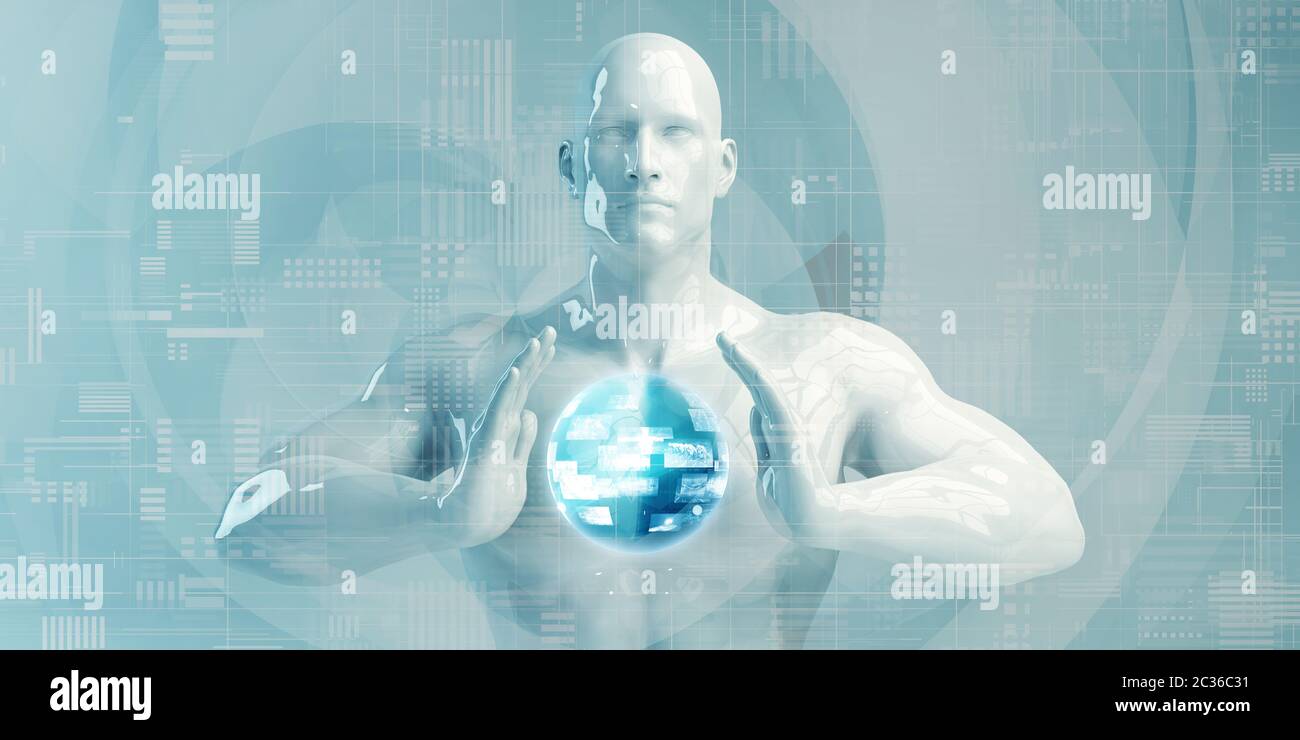 Black Business Man Using Digital Solutions Technology Concept Art Stock ...