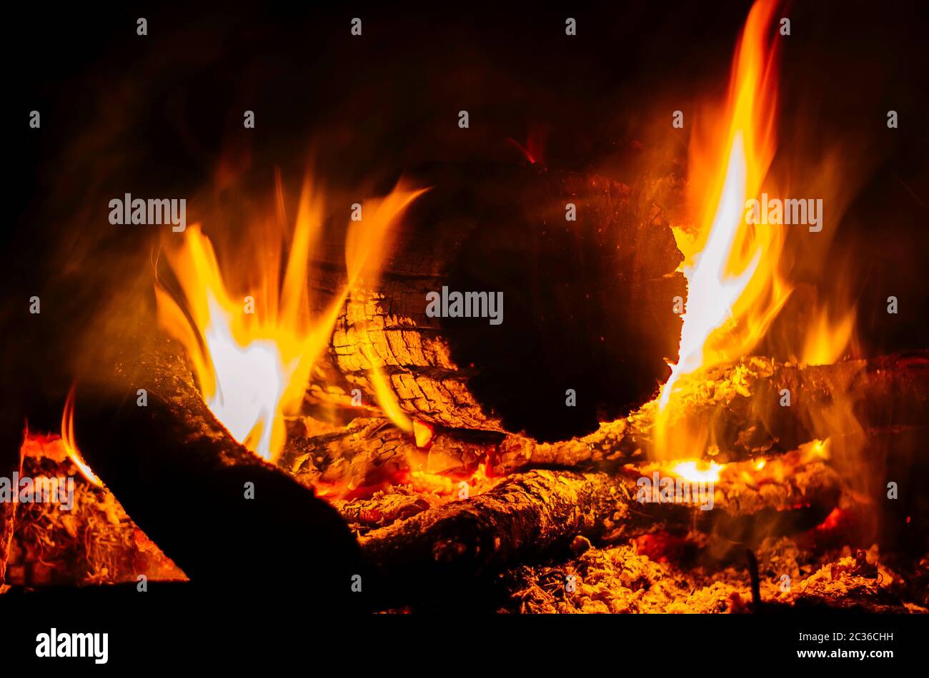 Fire in a Fireplace Stock Photo - Alamy
