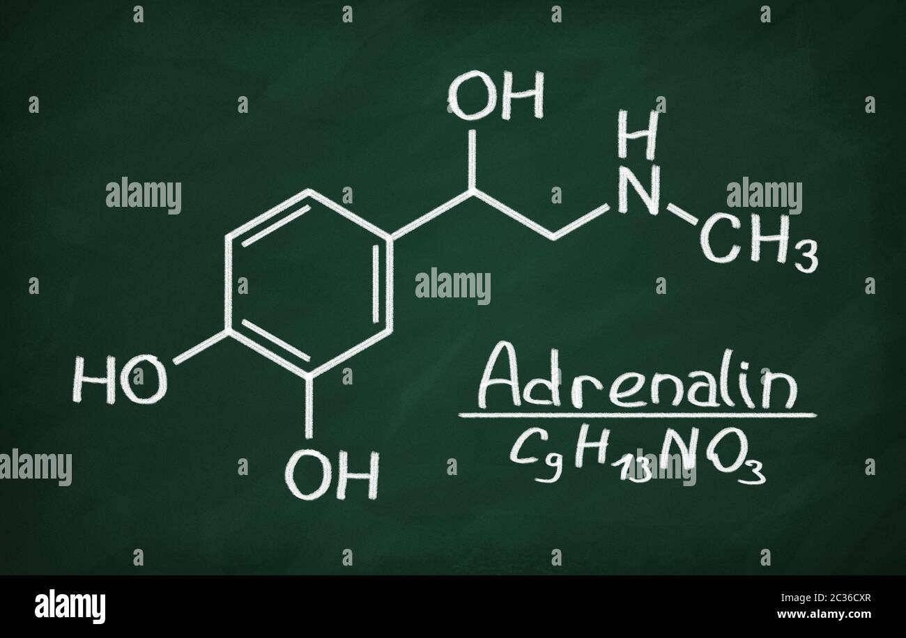 Structural model of Adrenalin on the blackboard Stock Photo - Alamy