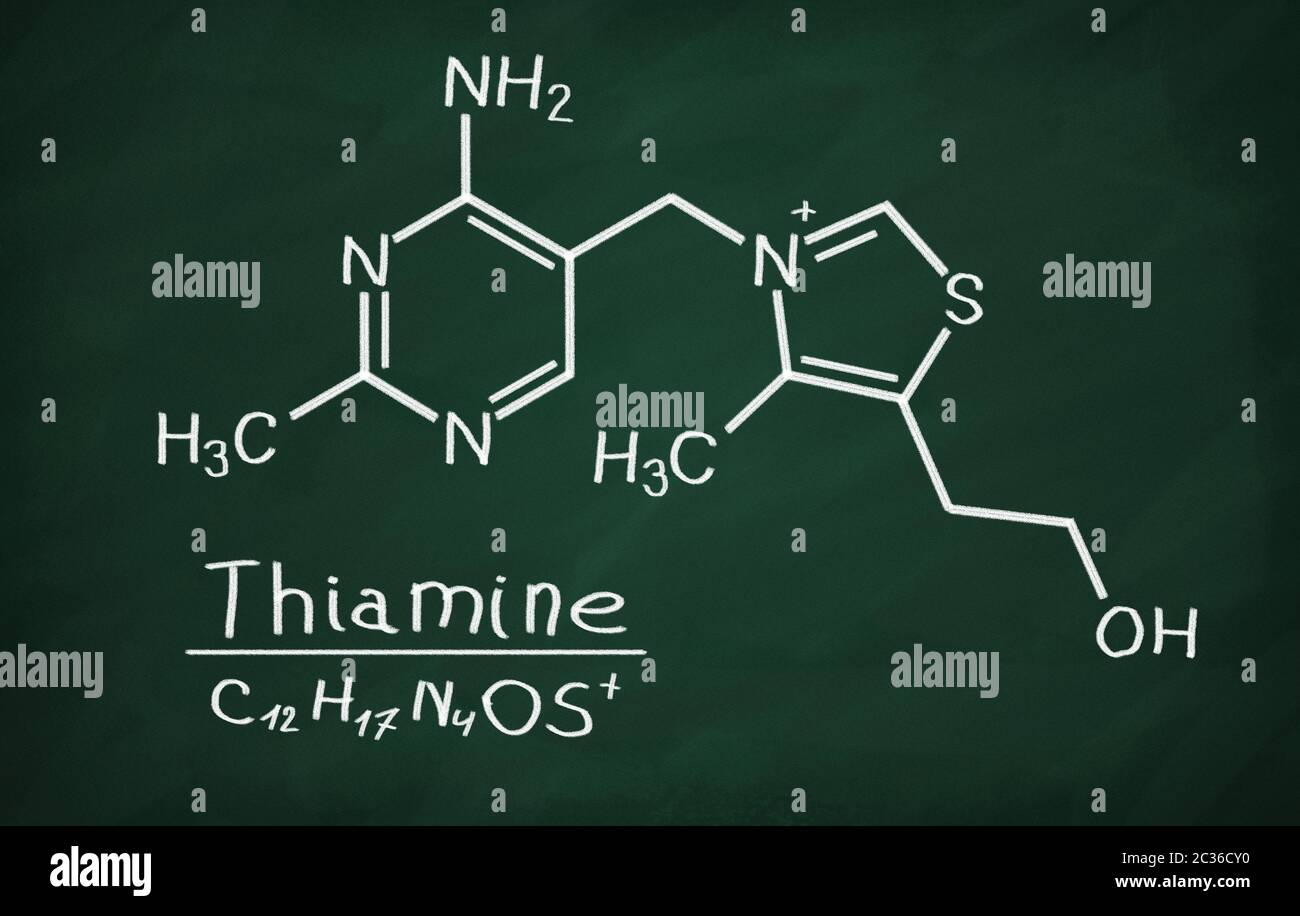 Structural model of Vitamin B1 (Thiamine) on the blackboard Stock Photo ...