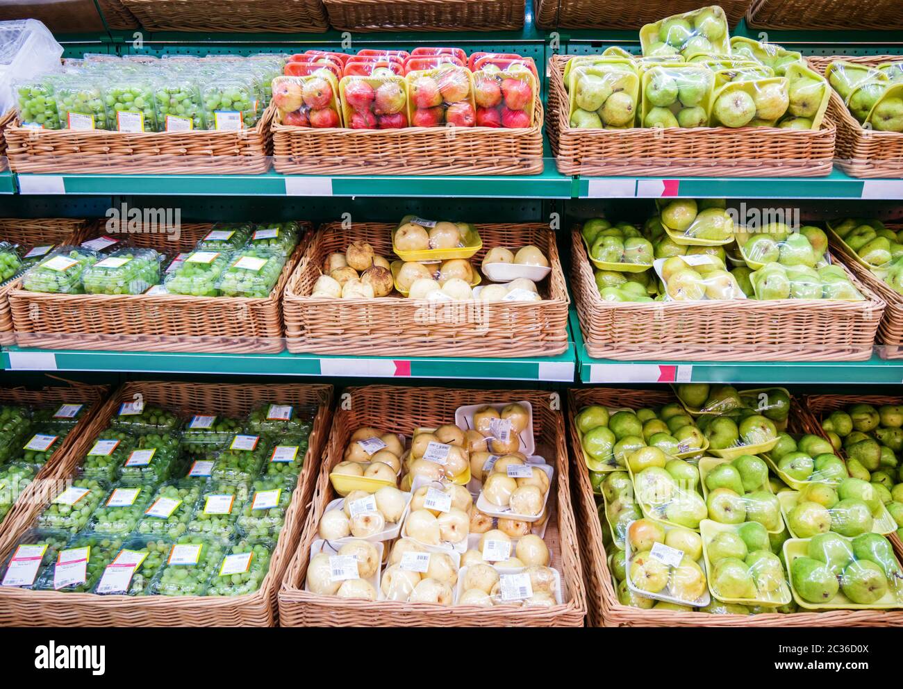 Fresh fruits on shelf in supermarket. For healthy concept Stock Photo ...