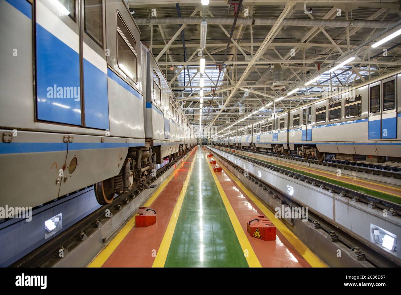 Subway train service depot. Moscow, Russia Stock Photo - Alamy