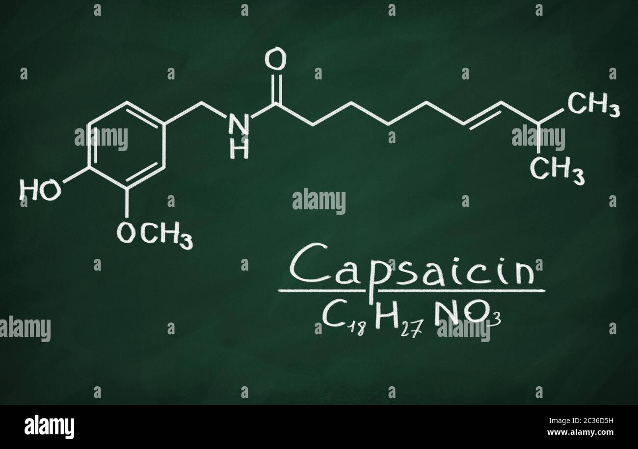 Structural model of Capsaicin on the blackboard Stock Photo - Alamy