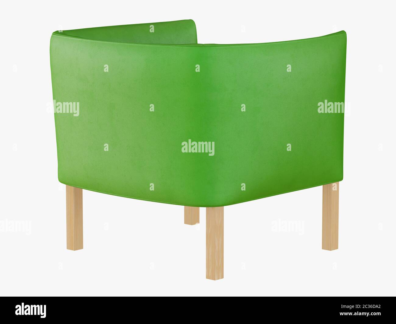 Green leather armchair back view 3d rendering Stock Photo - Alamy