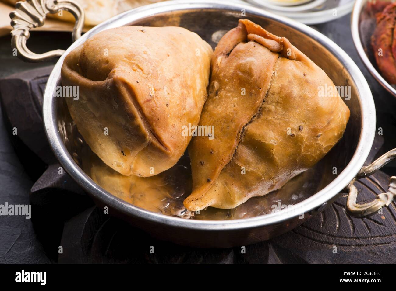 Veg Samosa - is a crispy and spicy Indian triangle shape snack Stock ...