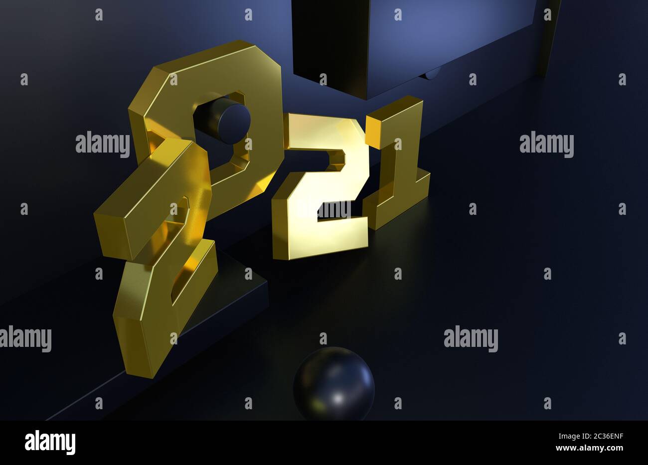 2021 year golden sign with black background. 3D illustration Stock ...