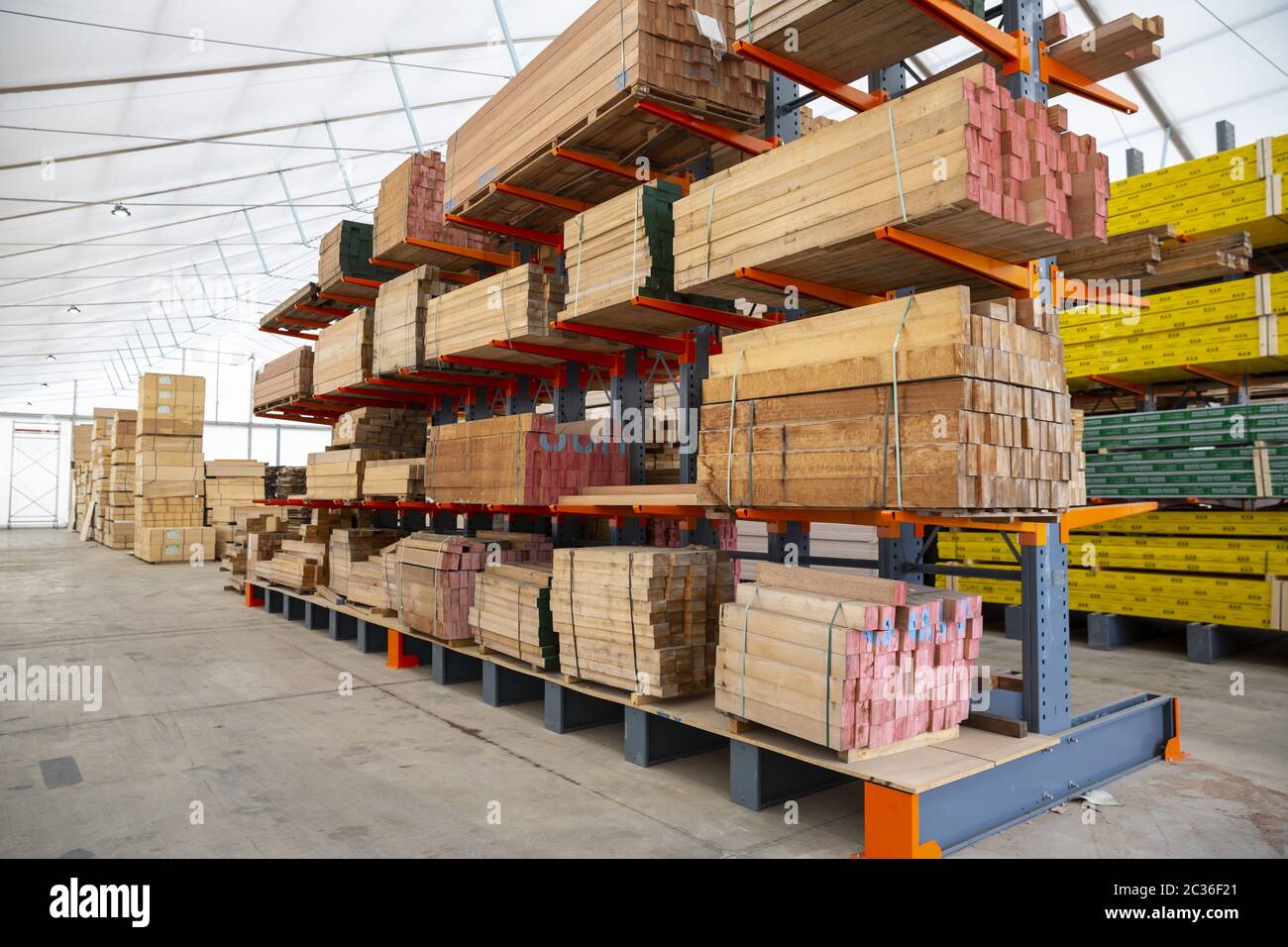 Wood and wood-based materials industry wooden planks Stock Photo - Alamy