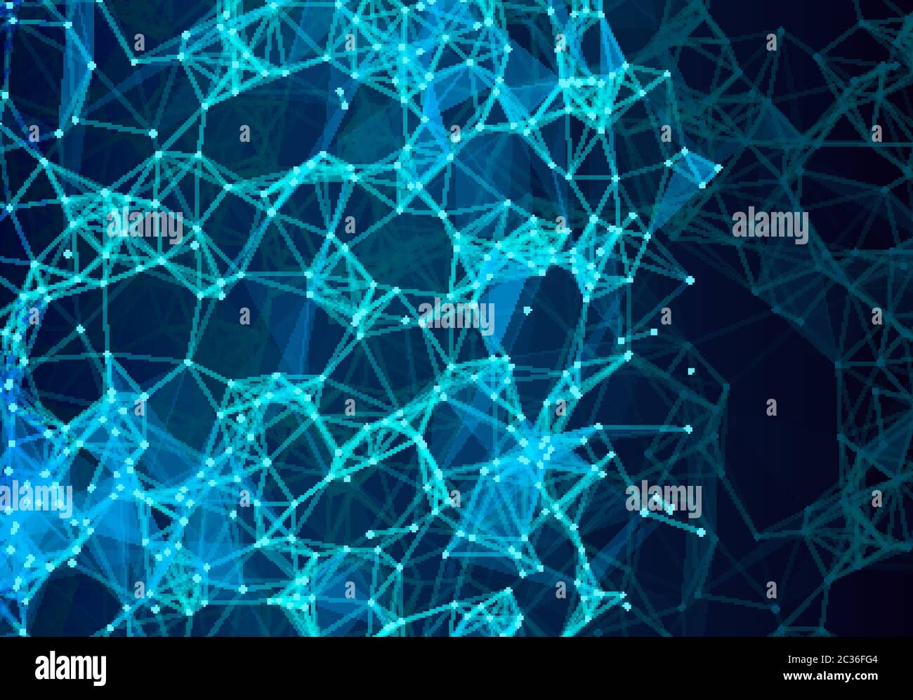 Blue triangular grid in futuristic technology style on dark background ...