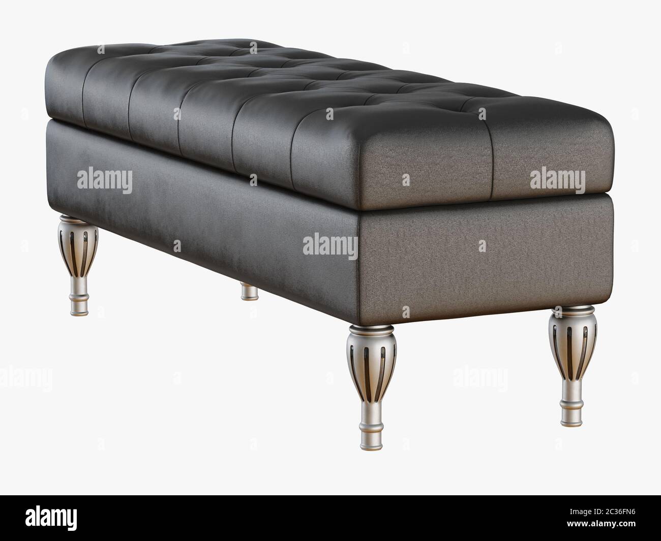 Bench capitone black white isolated background 3d rendering Stock Photo ...