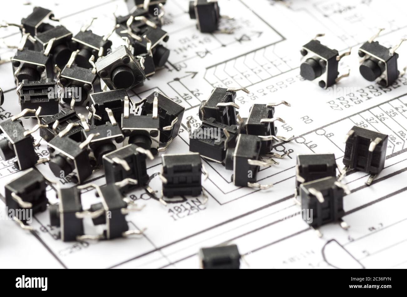 A lot of micro buttons placed on the drawing with the electric scheme ...