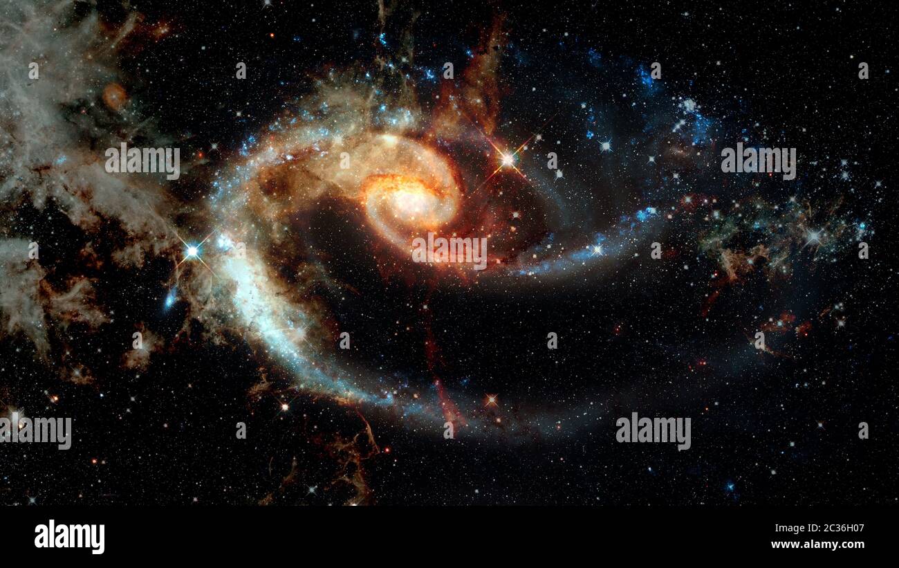Star explosion in a galaxy of an unknown universe. Elements of this ...