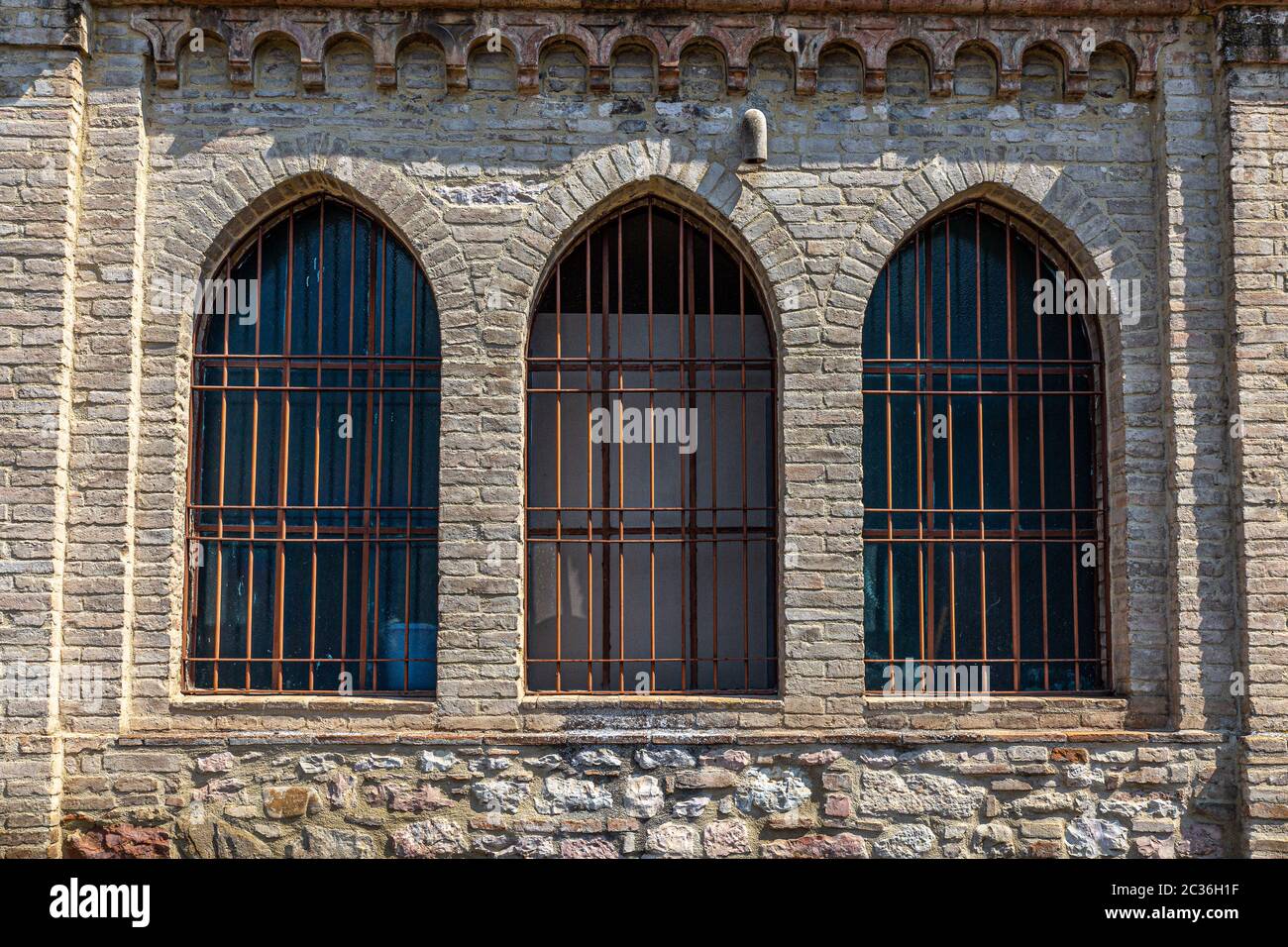 windows in the facades of ancient medieval houses Stock Photo - Alamy