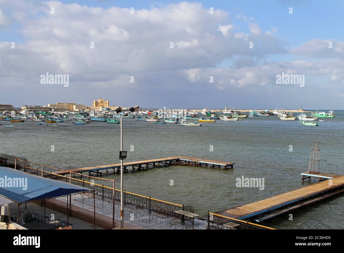 The East harbour and bay of Alexandria Egypt Stock Photo - Alamy