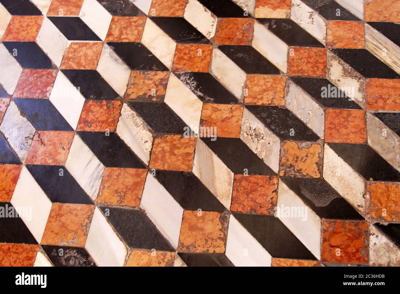 Medieval marble floor with 3d tile cubes illusion Stock Photo - Alamy