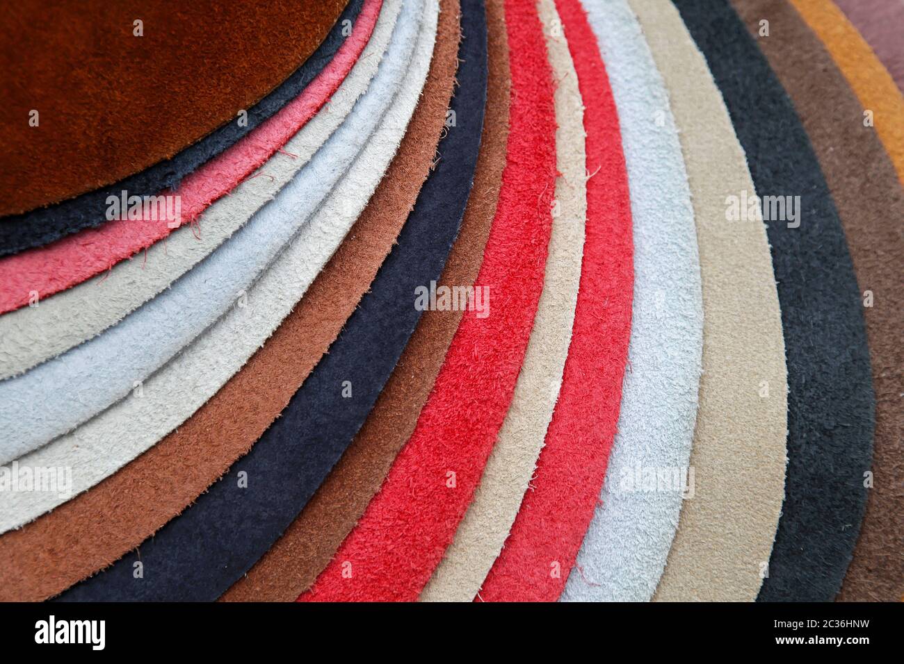 Leather swatch in various colors for furniture industry Stock Photo - Alamy