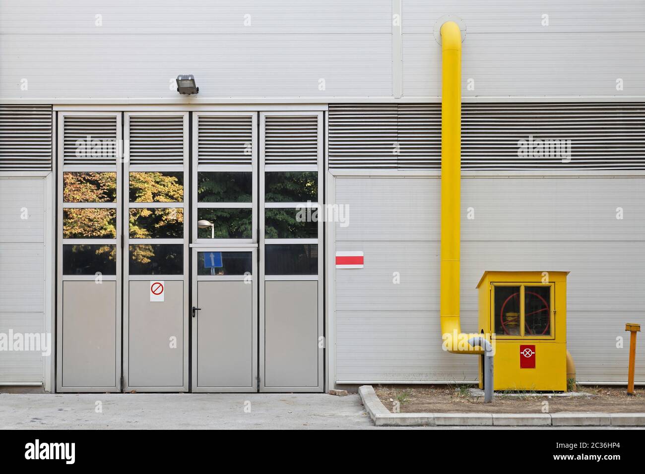 Industrial gas meter yellow box and cut off valve Stock Photo - Alamy