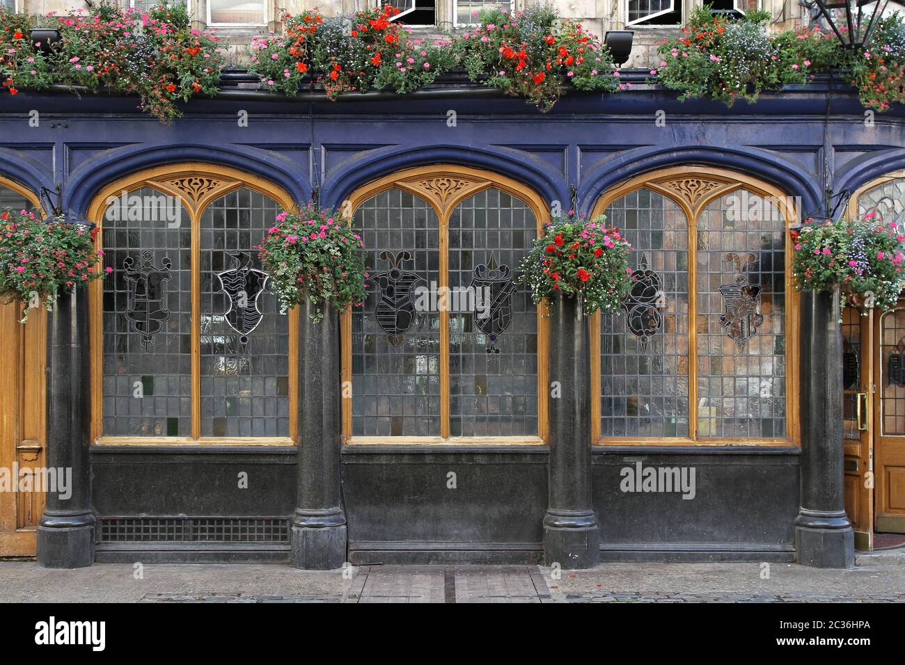 Three leadlight windows at traditional London pub Stock Photo - Alamy