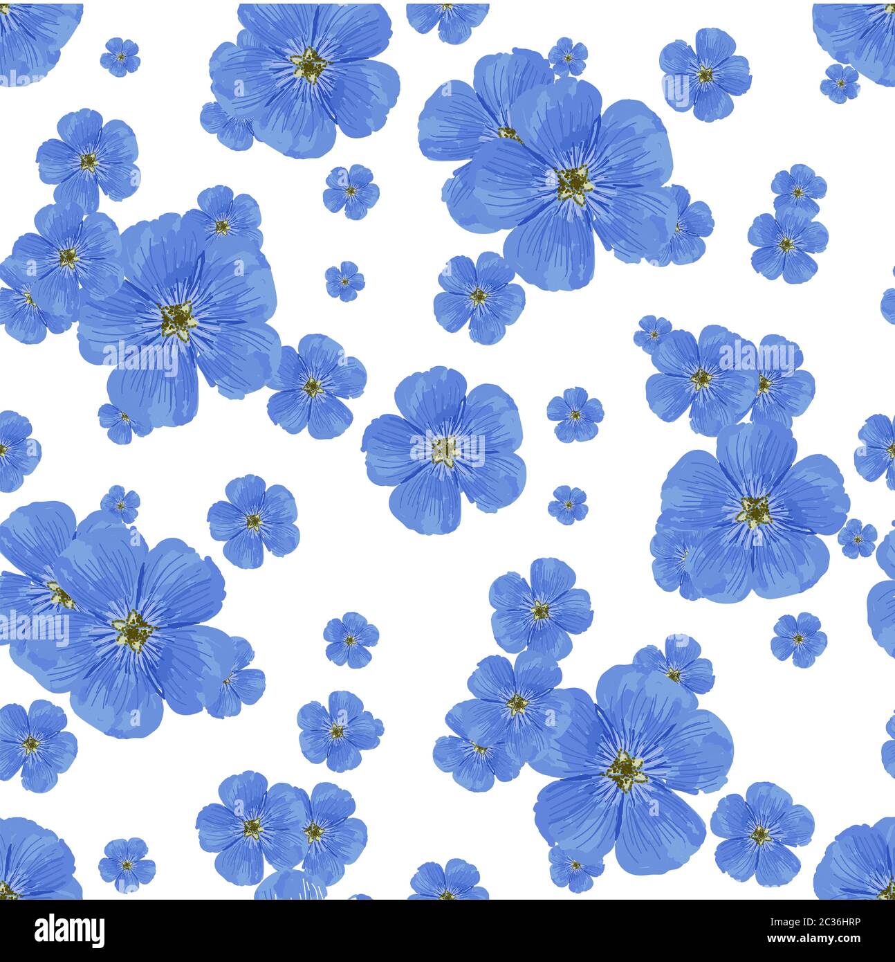 SEAMLESS VECTOR FLOWER PATTERN. White background. Spring bright colors ...