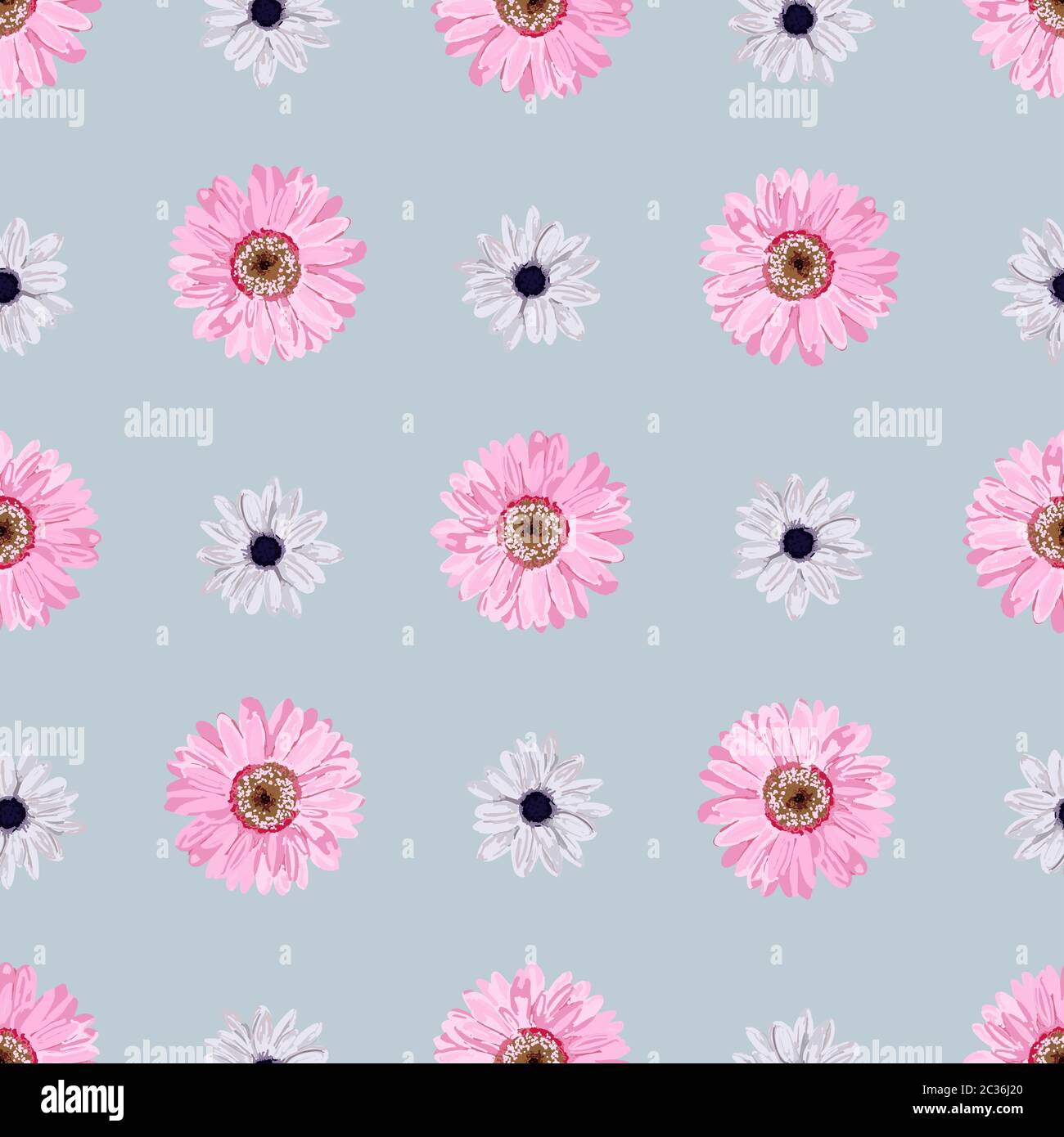 SEAMLESS VECTOR FLOWER PATTERN. Realistic flowers. Spring bright colors ...