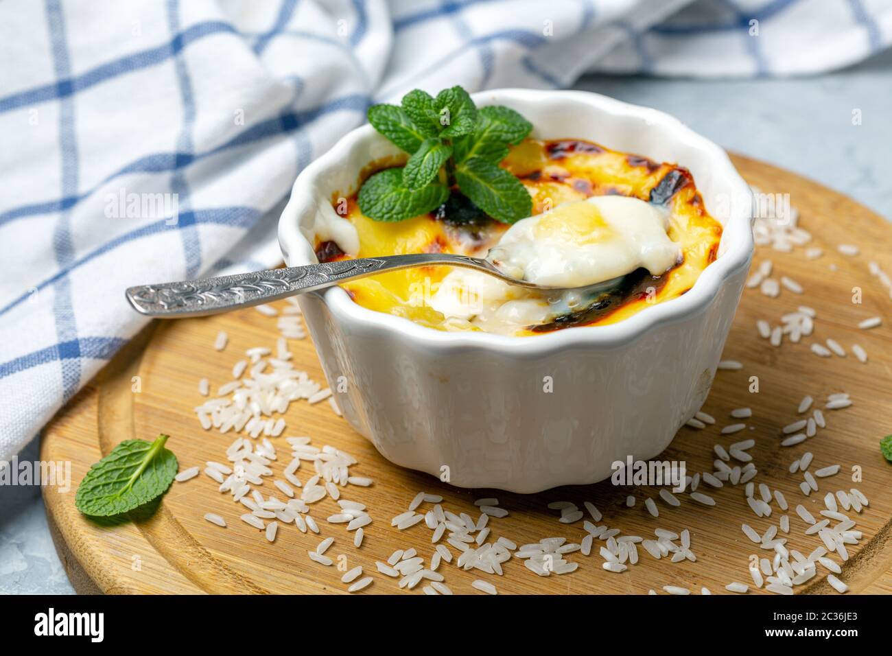 Baked rice pudding.Turkish dessert Stock Photo - Alamy