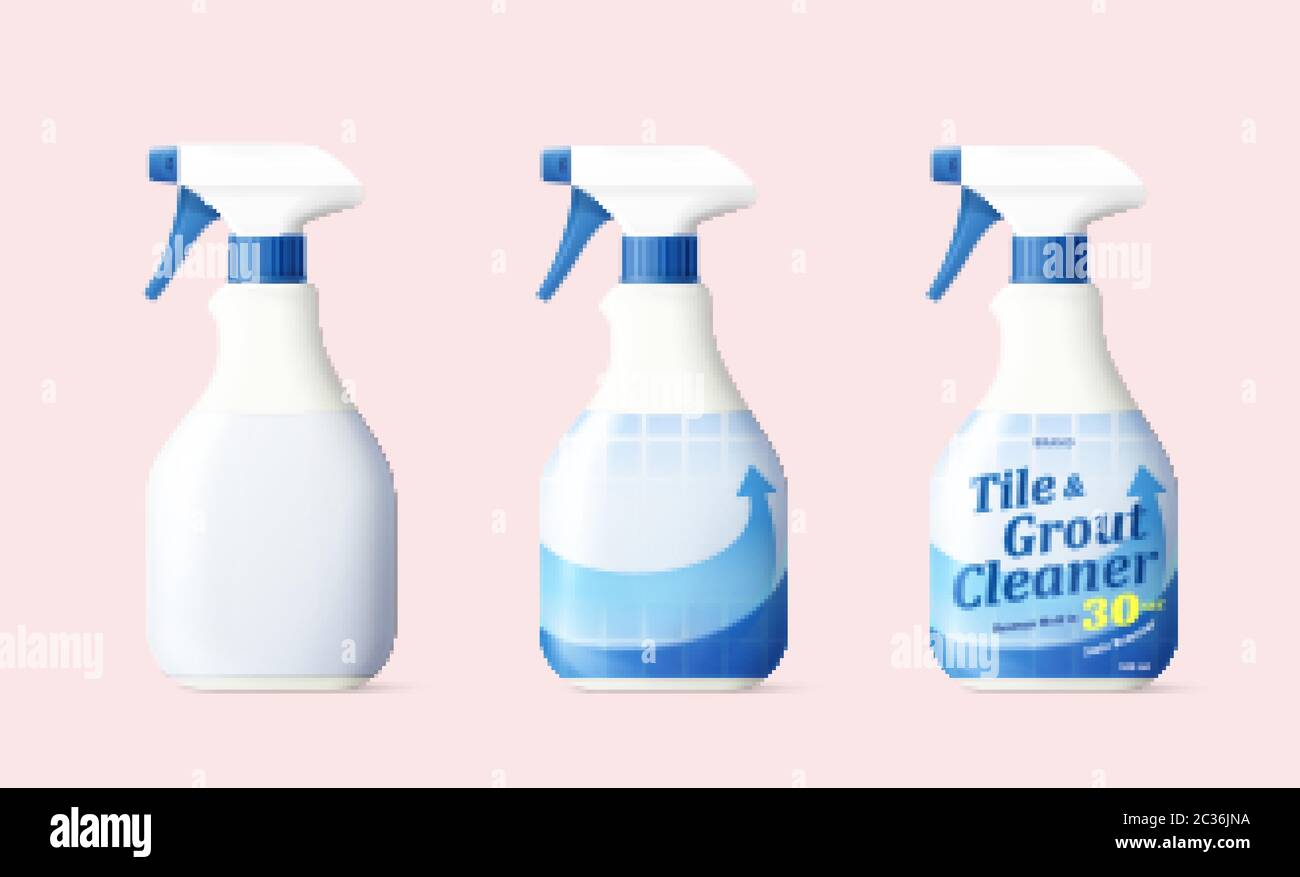 Realistic spray bottle mock-up for detergent and cleaner, isolated on ...