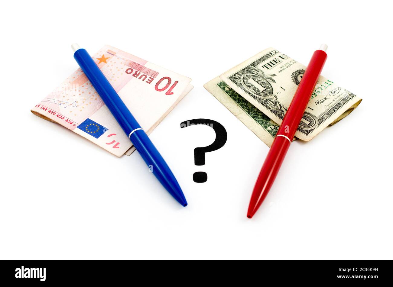 Problem of a choice of currency. Isolated on white background Stock ...
