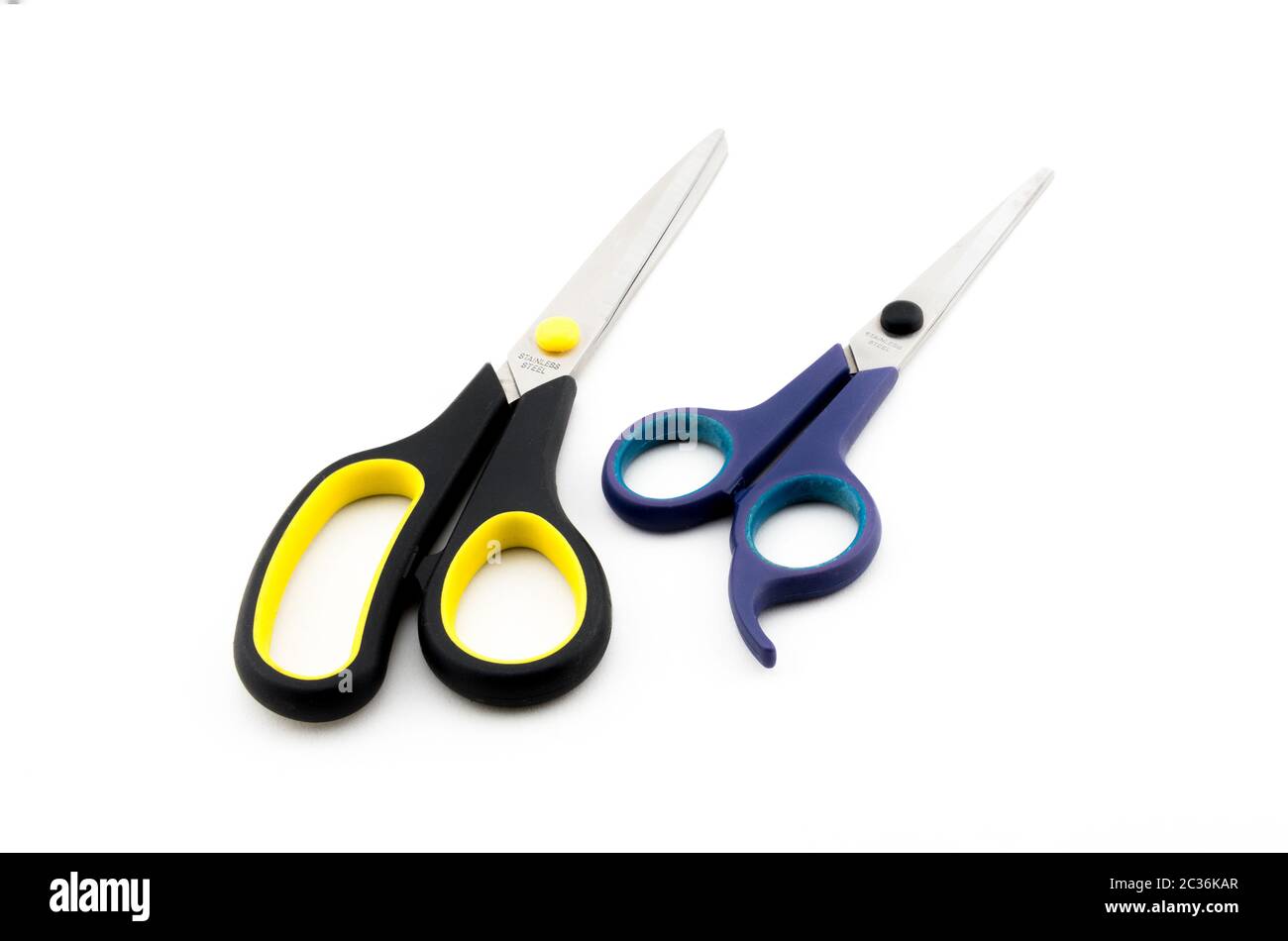 couple Scissors (black and blue) isolated on white background Stock ...