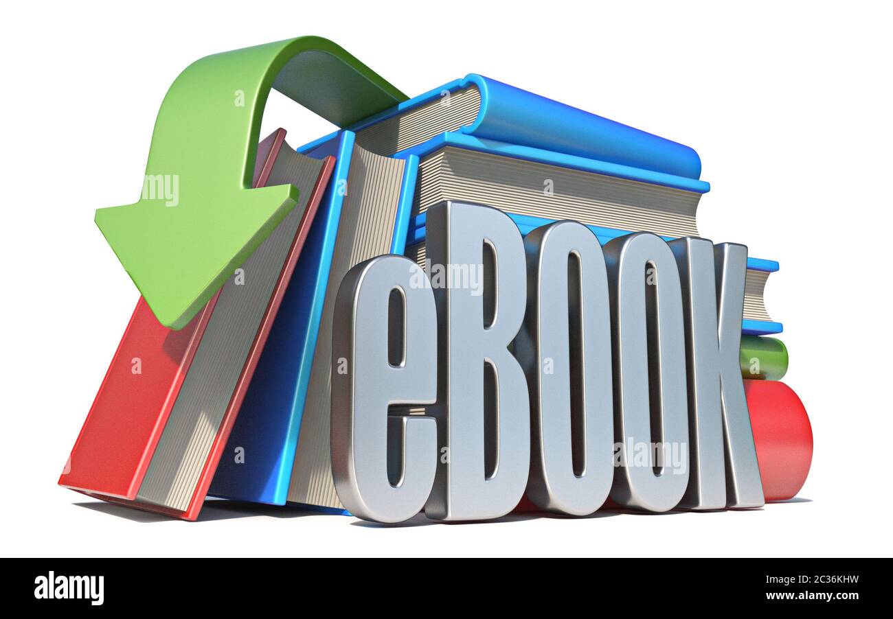 eBook download concept 3D render illustration isolated on white ...