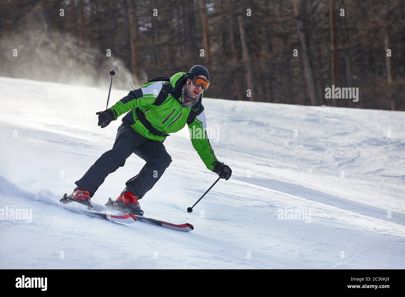 Skier going very fast down the slope Stock Photo - Alamy