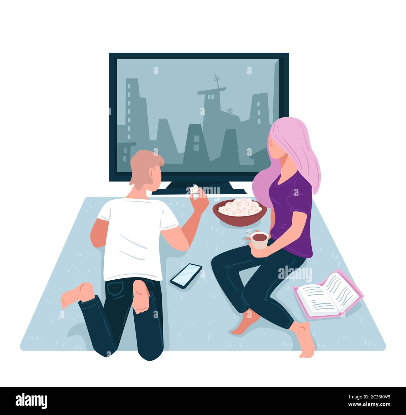 Couple watching movie woman Cut Out Stock Images & Pictures - Alamy