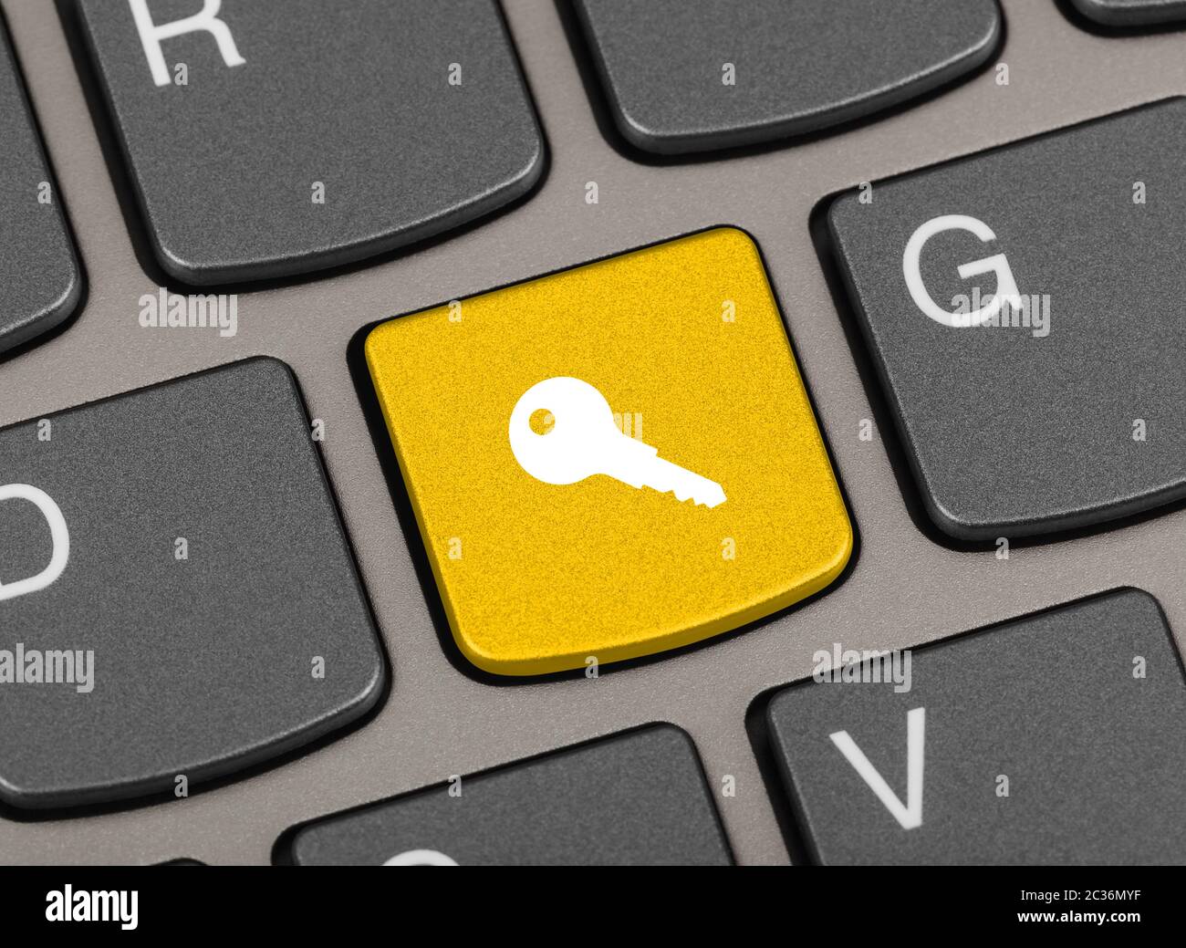 Computer keyboard with security key Stock Photo - Alamy