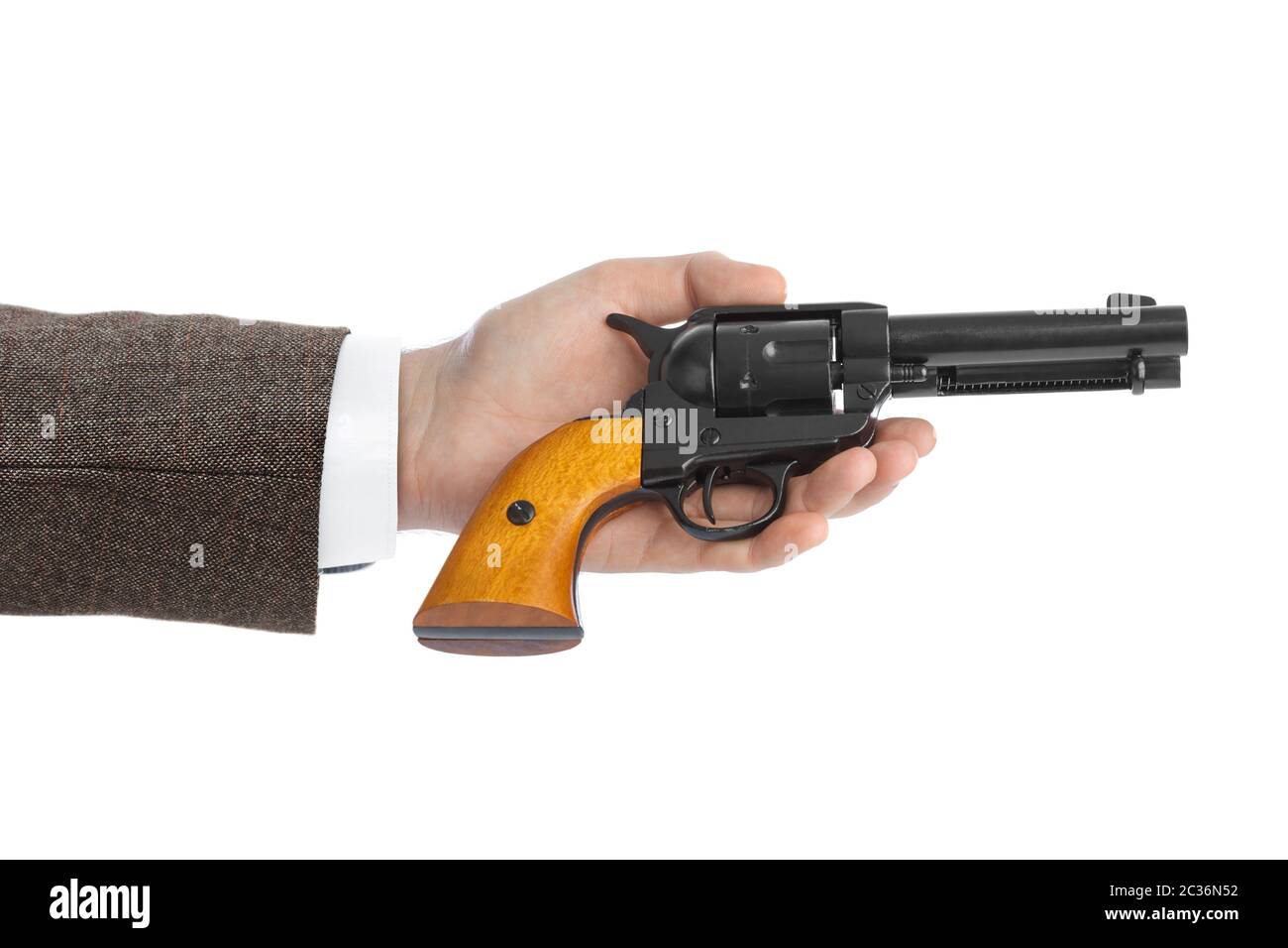 Hand with revolver Stock Photo - Alamy