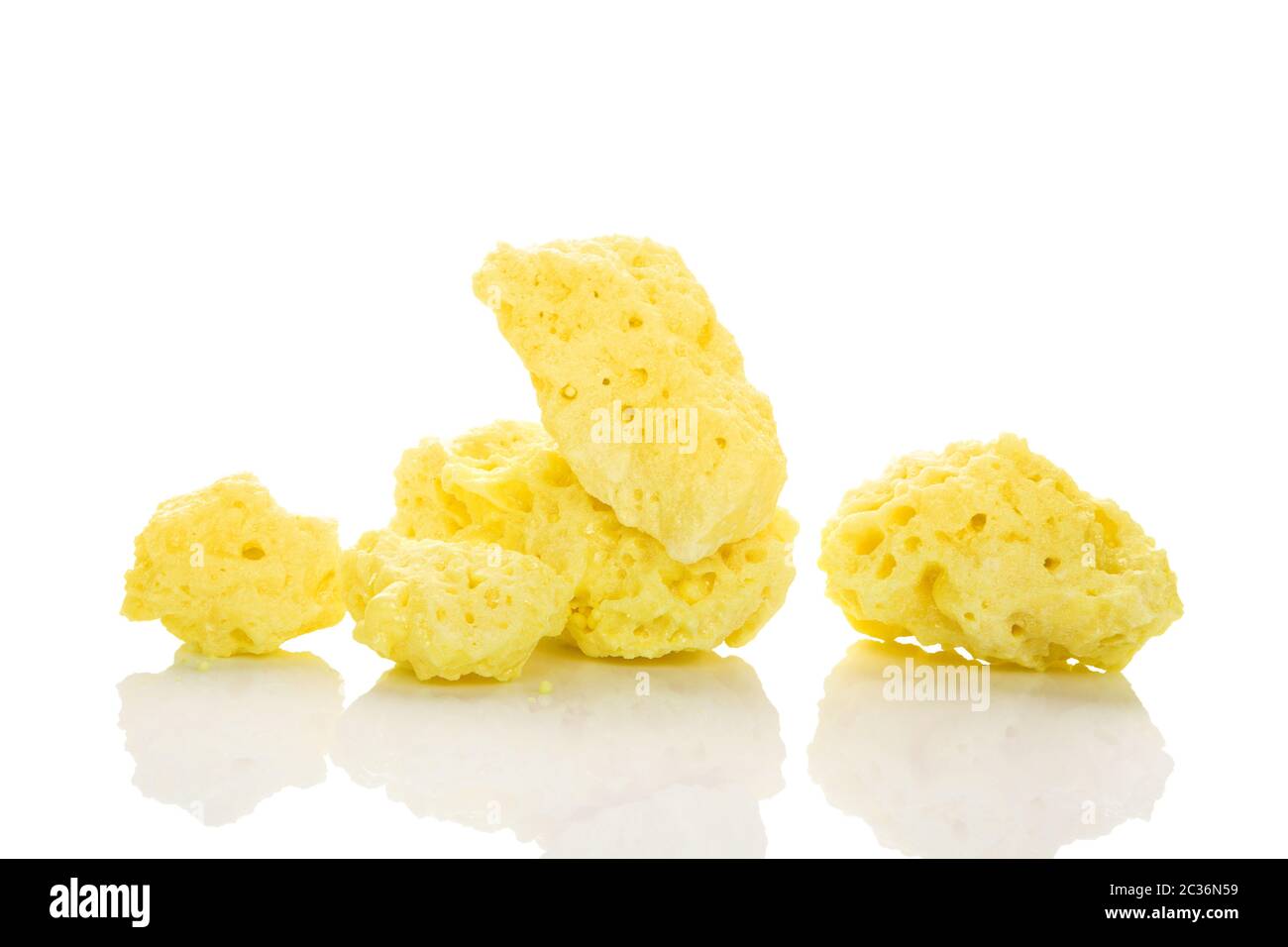 Sulphur stones isolated on white background. Brimstone crystalline ...