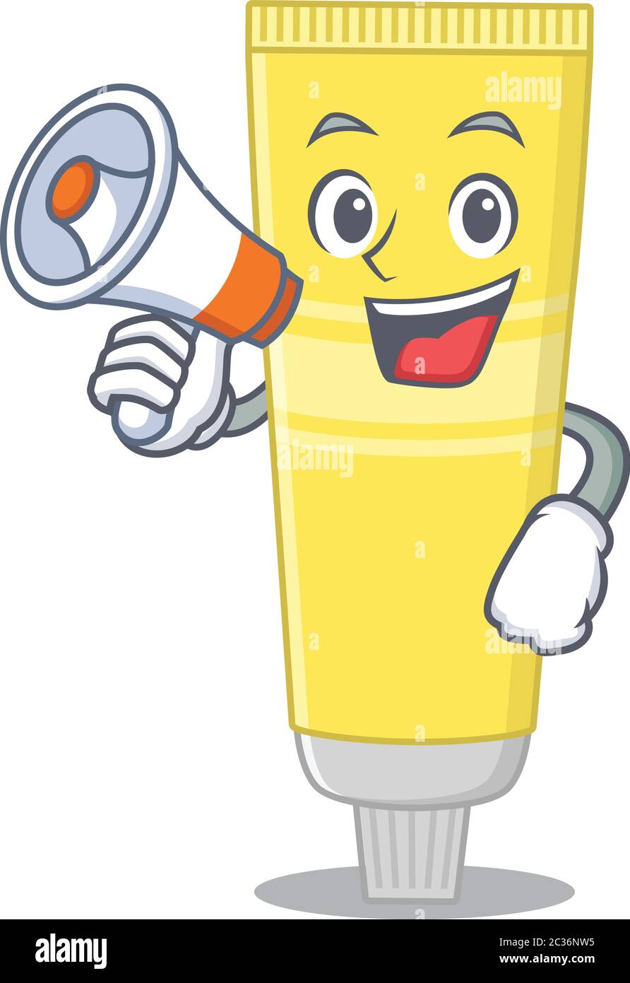 Hair dye carton picture style giving announcement on a megaphone Stock ...