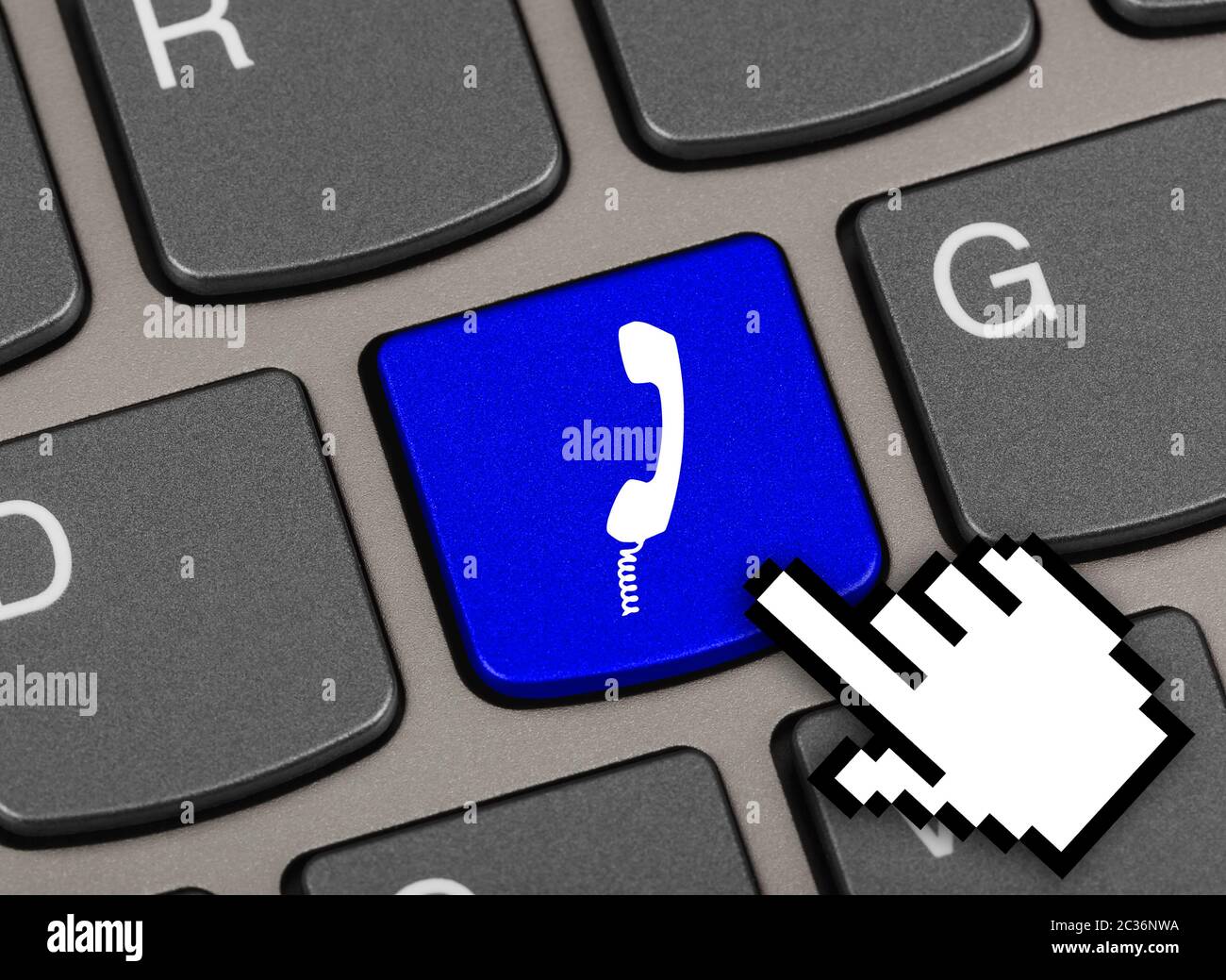 Computer keyboard with phone key Stock Photo - Alamy