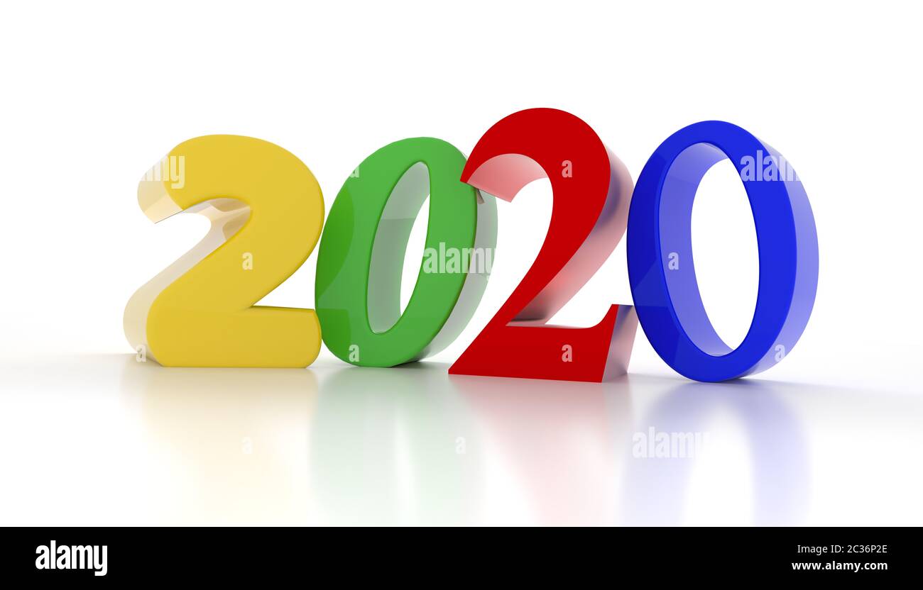 Colorful 2020 on a white background, New Year concept, 3d rendering ... Colorful 2020 on a white background, New Year concept, 3d rendering ...